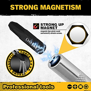 26-Piece Magnetic Screwdriver & Bit Set - Strong Magnetic Bit Holder and Screwdriver Bits, Durable & Versatile, Ergonomic Cushion Grip 95mm & 210mm Handles, Torx, Square, Phillips, Slotted Bits