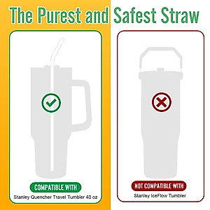 MLKSI 6 Pack Silicone Straw Replacement 40 oz for Stanley Quencher Tumbler, Reusable Bent Straws with Cleaning Brush for Stanley H2.0 FlowState Stainless Steel Simple Modern 40 oz Tumbler