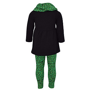 Unique Baby Toddler Big Girls St Patricks Day Speckled Clovers Outfit Shirt Pant Kids Legging Set Dress (7/XXL, Green)