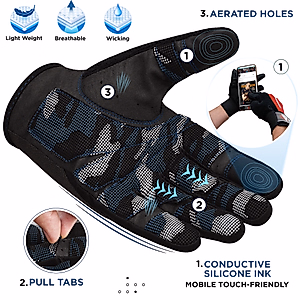 RDX Weight Lifting Gloves with Wrist Support -Touch Screen Full Finger Gym Workout, Breathable Anti Slip Padded Grip, Men Women Fitness Training, Powerlifting Bodybuilding HIIT Exercise Weightlifting