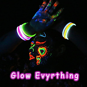 Depvision Glow in the Dark UV Face and Body Paint 8 x 20 ml (0.68 fl oz) Neon Blacklight Reactive Fluorescent for Christmas Halloween Party Non-toxic