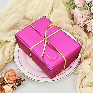 BEISHIDA Hot Pink Gift Wrapping Paper Metal Matte Wrapping Paper Roll Solid Color Gift Wrap Paper, Packing Paper for Wedding, Birthday, Graduation, Christmas Wrapping Paper(17inches X 32.8ft)