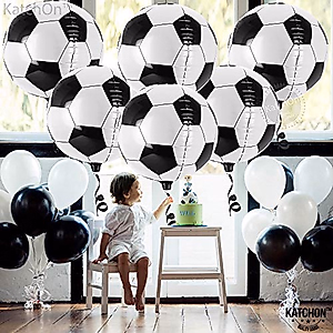 KatchOn, Huge 22 Inch Mylar Soccer Balloons - Pack of 6 Soccer Ball Balloons | 4D Soccer Balloon for Soccer Party Decorations | Soccer Foil Balloons, Soccer Birthday Decorations | Soccer Party Favors