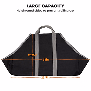 Stanbroil Canvas Firewood Carrier Bag, Durable Firepalce Log Tote with Handles for Wood Fire Stove, Outdoor Camping