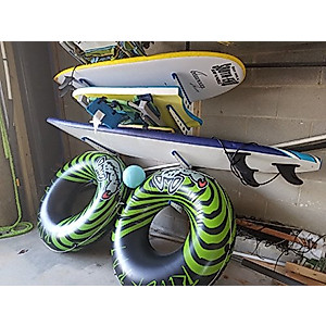 StoreYourBoard Beach Chair and Umbrella Wall Storage Rack, Metal Adjustable 4 Level Beach Gear Hanger, Garage and Home Organizer