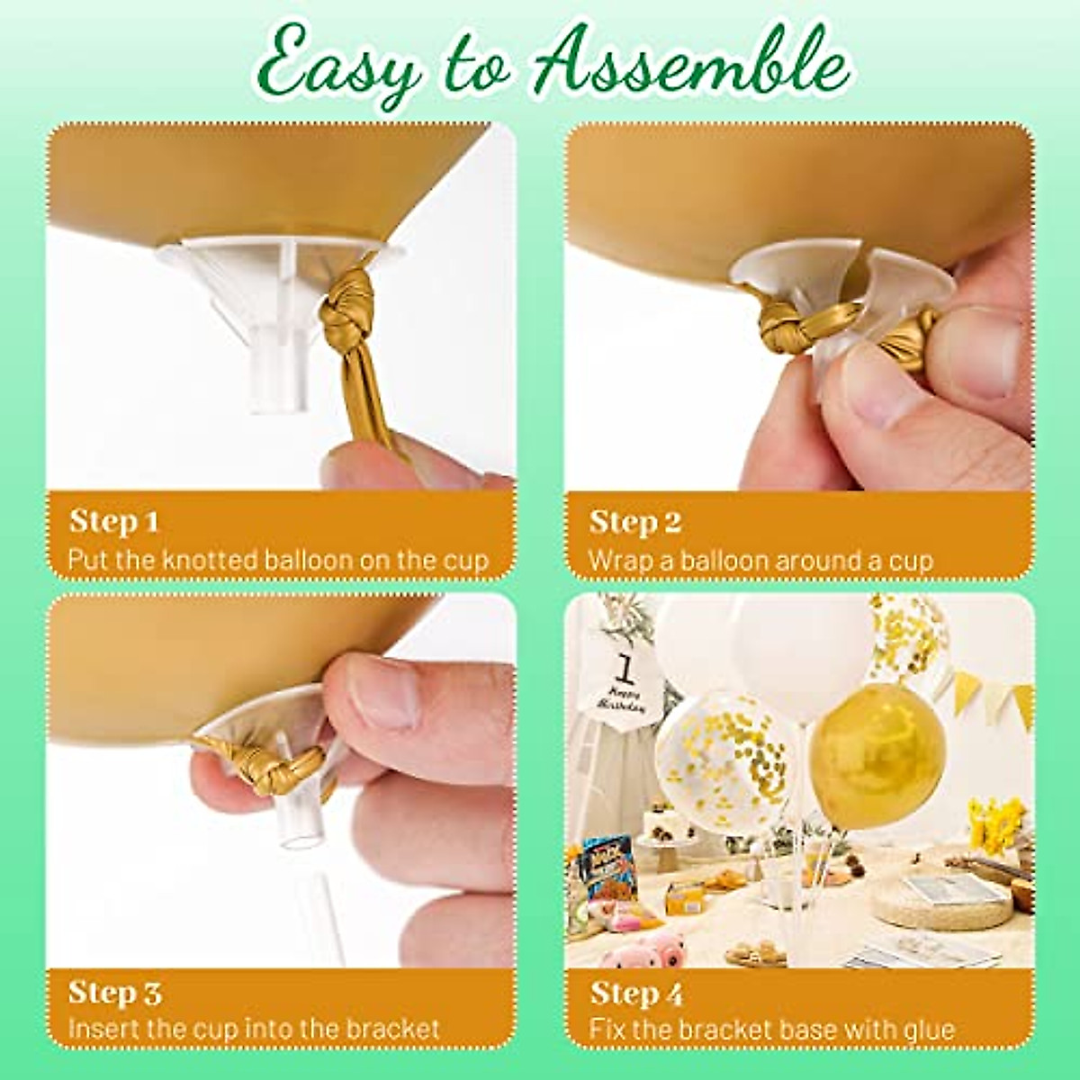 Sharlity 4 Sets Balloon Stand Kit Table Balloon Stand Holder for Graduation Birthday Baby Shower Wedding Anniversary Party Decorations