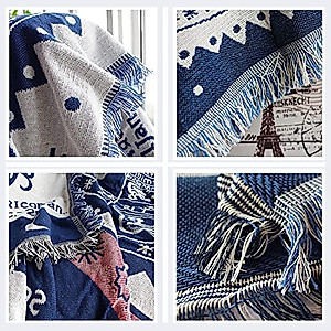 LOERCCE Cotton Throw Blanket ​for Couch Sofa Celestial Constellation 50" X 70"