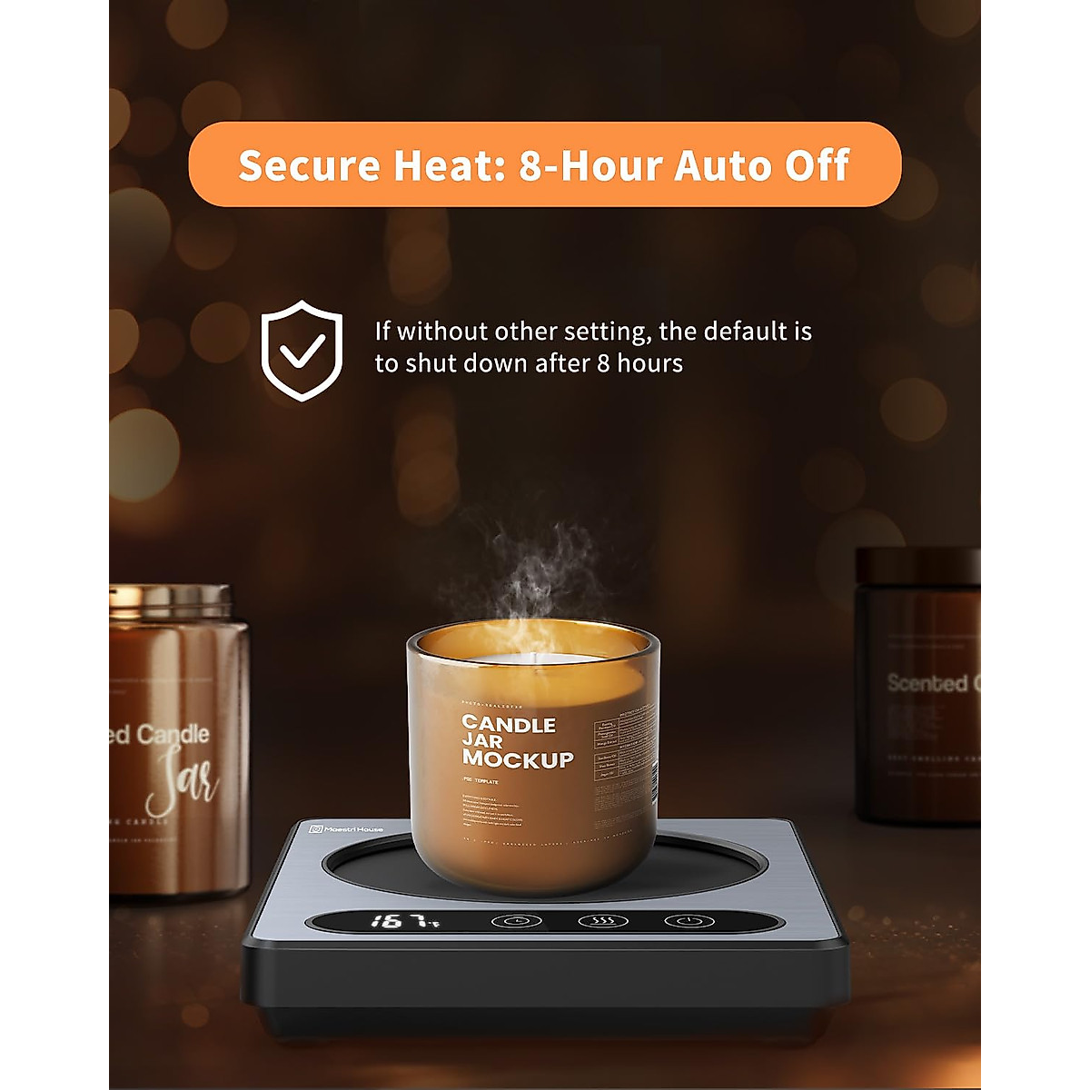 Maestri House Coffee Mug Warmer with Cup for Desk, Electric Mug Warmer with 9 Temperature Settings & 1-12 Hour Timer, Portable Beverage Warmer for Home and Office - Ideal Gift for Coffee Lovers