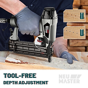 NEU MASTER Pneumatic Brad Nailer, 18 Gauge Nail Gun Fires 5/8-Inch to 2-Inch Brad Nails with Carrying Case, Safety Glasses, 800pcs Nails