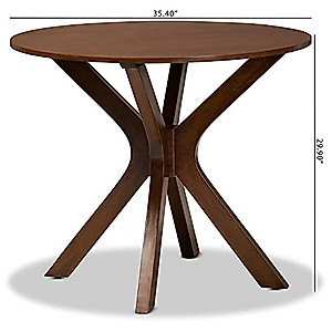 BOWERY HILL Mahogany Walnut Brown Finished 35-Inch-Wide Round Wood Dining Table