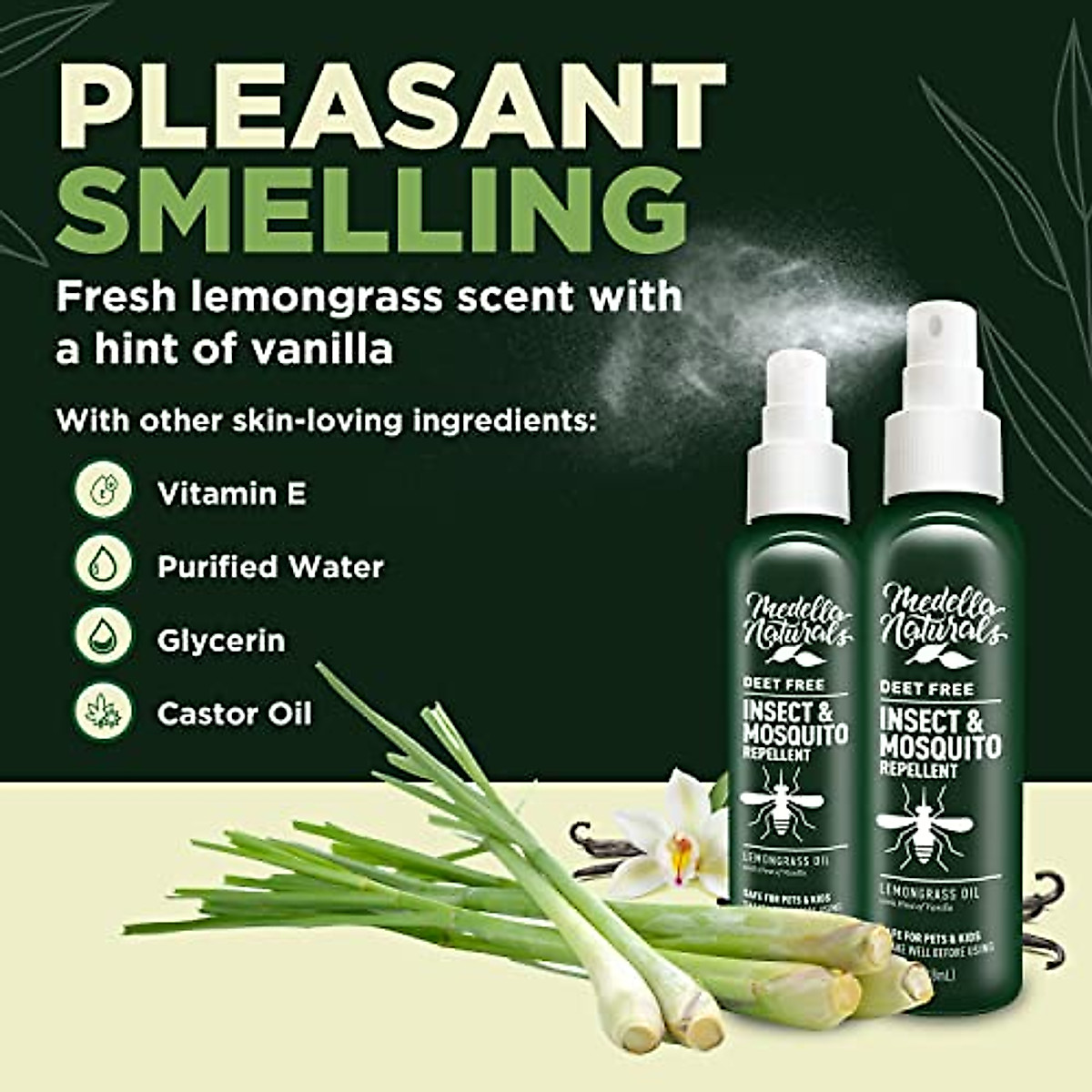 Medella Naturals Insect & Mosquito Repellent, DEET-Free All-Natural Formula, Kid and Pet Friendly, Made in the USA, 4 Ounce Spray Bottle