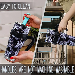 Sunmdecor Flower Tumbler with Handle and Silicone Straws - 40 Oz Flower Cups Insulated Tumbler - Flower Cup Gift for Women