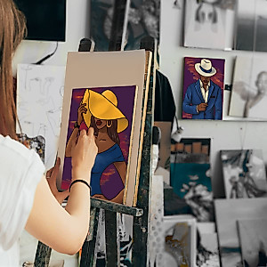 VALLSIP 2 Pack Paint and Sip Canvas Painting Kit Pre Drawn Canvas for Painting for Adults Stretched Canvas Couples Games Date Night Gentleman and Lady Paint Party Anniversary Valentines Day