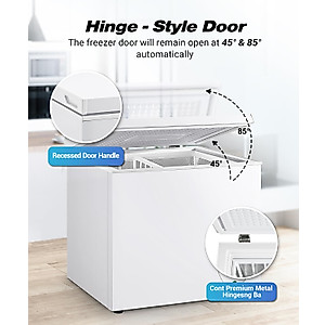 rosmena 7.0 Cu.Ft Deep Freezer-Chest Freezer with Adjustable Temperature, Top Open Door Small Freezer Perfect with Removable Basket for Home, Kitchen, Garage, Office, Shop, RVs, White