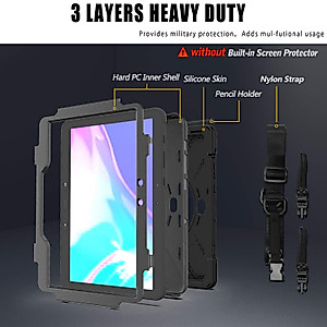 Samsung Galaxy Tab Active PRO 10.1 Case, Galaxy Tab Active4 PRO Case, Heavy Duty Rugged Shockproof Drop Protection Case with 360 Stand, Hand Strap & Shoulder Strap for SM-T540/T547/T630/T638 (Black)