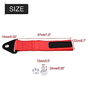 Aramox Tow Strap, Universal High Strength Racing Car Tow Strap Tow Rope for Front Rear Bumper Towing Hook (Red)