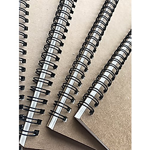 VEEPPO A5 Wirebound Notebooks Bulk Journals Spiral Steno Pads Blank/Lined Kraft Brown Cardboard Cover Thick Cream Writing Pad Sketchbook Scrapbook Album (Lined White---Pack of 4)