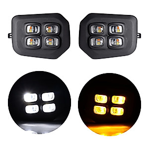 Astra Depot Pair LED DRL White Daytime Running Fog Light with Amber Turn Signal Lamp Kit Compatible with 2016-2022 Toyota Tacoma