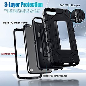 ZoneFoker for iPod Touch 7th Generation Case, iPod Touch 6th / 5th Generation Case Heavy Duty Shockproof Rugged Cover for Apple iPod Touch 7/6/5 Generation Case Black