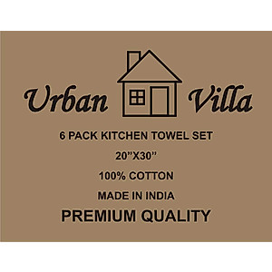 Urban Villa Christmas Kitchen Towels Premium Quality 100% Cotton Solid Kitchen Towels Set of 6 Ultra Soft Size 20X30 Inches Black Color Kitchen Towel Highly Absorbent Kitchen Towels
