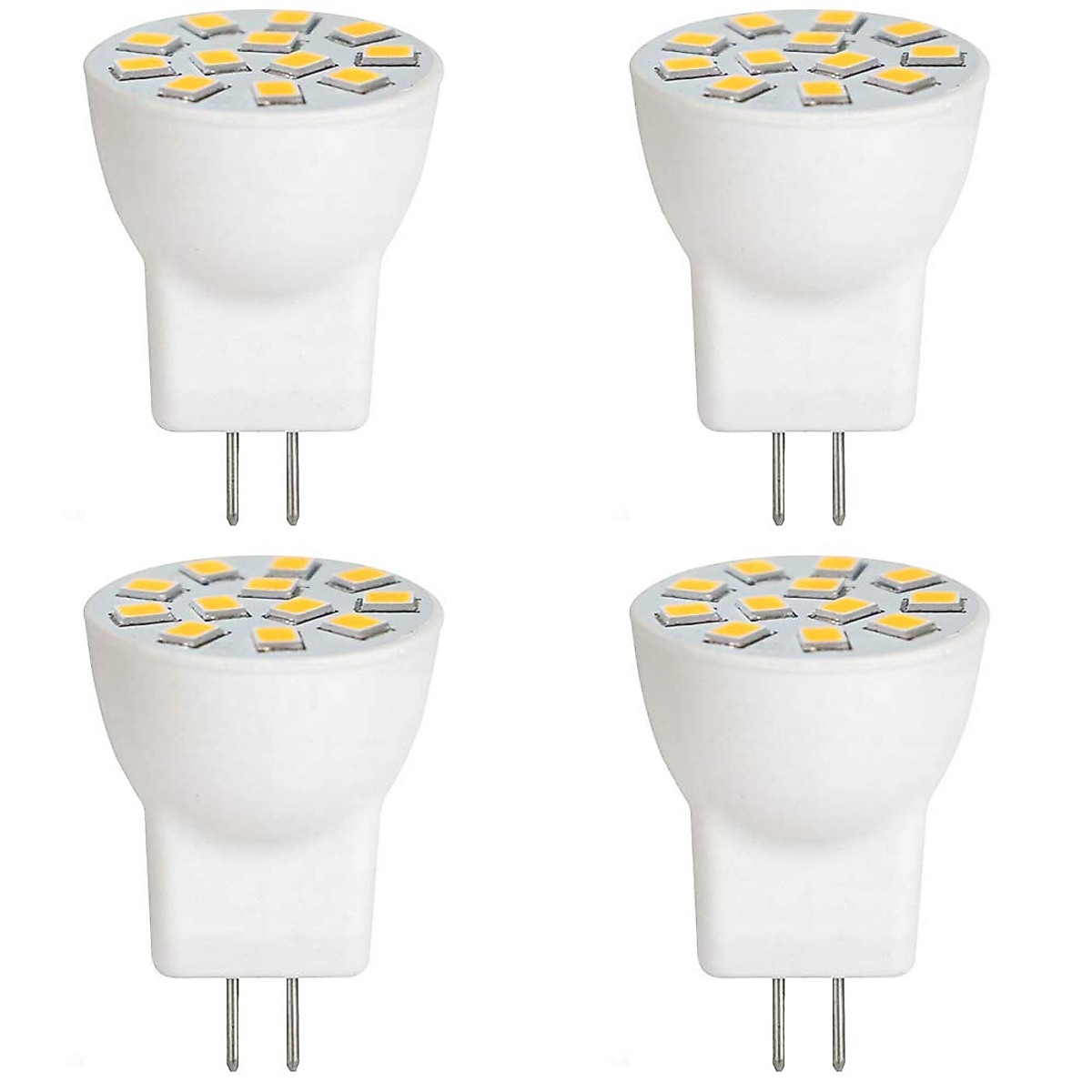 Makergroup MR8 LED Light Bulbs 2W 12V Gu4.0 Bi-pin LED Bulbs Warm White 2700K-3000K for Outdoor Low Voltage Landscape Lighting and Tree Lights 2W 4-Pack