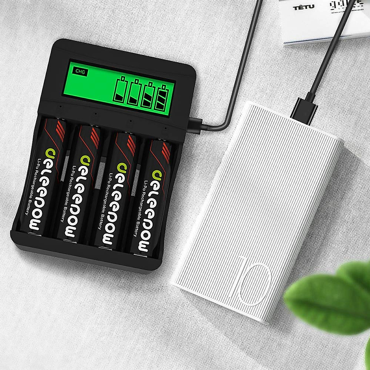 Deleepow 1.5V Rechargeable AA Batteries Lithium 3400mWh, Lithium AA Rechargeable Batteries 4-Pack 1500 Cycle with LCD Charger …