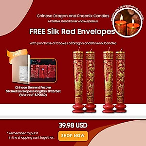 ZINGZIHOME Chinese Dragon and Phoenix Wedding Candles Red Traditional Double Happiness 1 Pair, 9.84 Inch Tall x 2 Inch Diameter, Great for Chinese Weddings Decoration as Well as Special Events