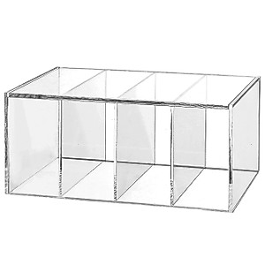 MyGift Deluxe Clear Acrylic Coffee Pod Holder, Coffee Bar Accessories Organizer with 4 Compartments and Hinged Lid