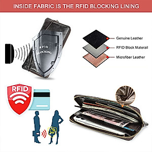 Contacts Skull Wallet for Women Leather Clutch Wallets Card Holder Phone Case RFID Wallet Zipper Gothic Purse