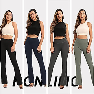 RONLIMO Bootcut Yoga Pants for Women High Waist Workout Bootleg Pants Tummy Control Work Pants for Women Dress Pants Charcoal Gray