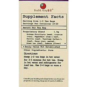 Health King Medicinal Teas Lung Pacifier Herb Tea Bags, 20 Count