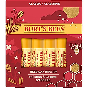 Burt’s Bees Christmas Gifts, 4 Lip Balm Stocking Stuffers Products, Beeswax Bounty Classic Set - Beeswax Moisturizing Lip Balm