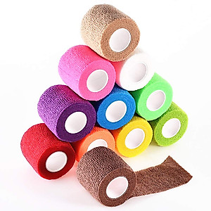 B&S FEEL Self-Adhesive Elastic Wrap Bandage Tape(2 Inches x 5 Yards, Pack of 12) (Assorted Color)