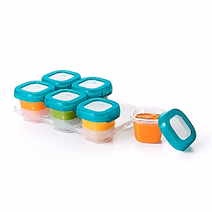OXO Tot Baby Blocks Food Storage Containers, Teal, 2 Ounce - Set of 2