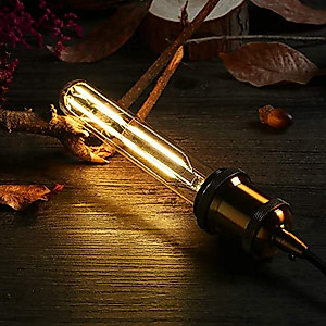 VCTC Lighting Dimmable 6W Tubular LED Bulbs, 3000K Warm White,Edison Style Filament Light Bulb, T10 Vintage Bulb 60 Watt Equivalent, E26 Medium Base 550LM,Clear Glass Cover, 7.3in(185mm),4-Pack