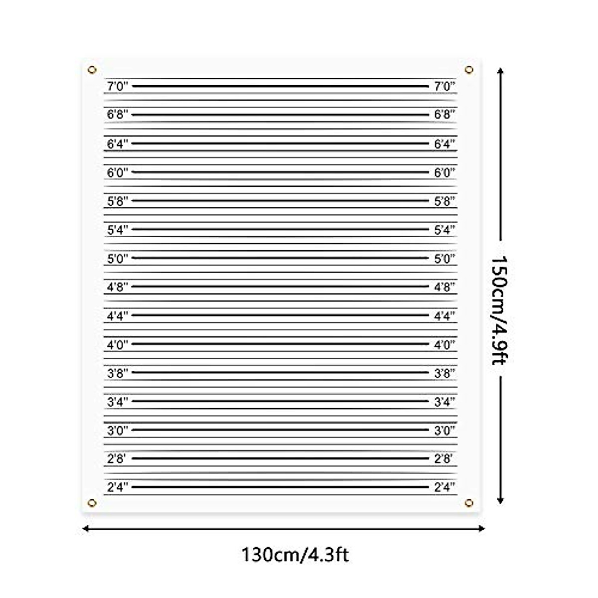 Mugshot Backdrop Photo Booth Banner 4.9 x 4.3 ft, Police Lineup Height Charts Photo Props Background Accurate Measurements Poster for Bachelorette Girls Night Out