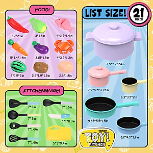 GILOBABY Play Kitchen Accessories, Play Food Sets for Kids Kitchen Playset with Pots and Pans Set, Cooking Utensils, Preschool Learning Education Toys for Toddlers, Birthday Gifts for Girls (Pink)