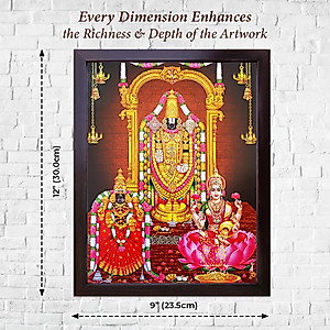 Handicraft Store Lord Balaji/Tirupati Balaji/Venkateswara/Lakshmiji with Balaji and Goddess Lakshmi, A Religious Poster Painting for Wealth. Prosperity Home/Office for Good Luck