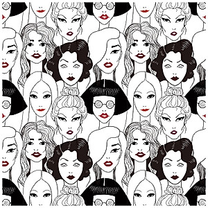 HAOKHOME Modern Peel and Stick Wallpaper Cool Ladies Black/White/Red Lips Removable Vinyl Self Adhesive Contactpaper 17.7in x 9.8ft
