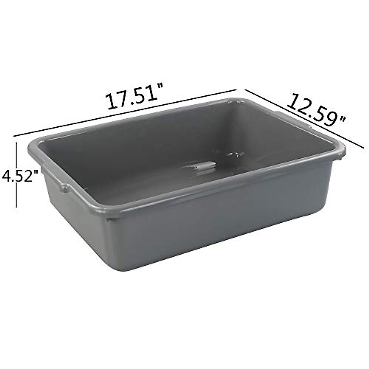 CadineUS 13 L Grey Plastic Tote Box Set of 4, Commercial Bus Box Large Plastic Dish Bin