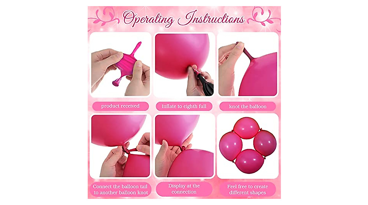 Rose Red Linking Balloons for Party Decorations - 100 Pcs