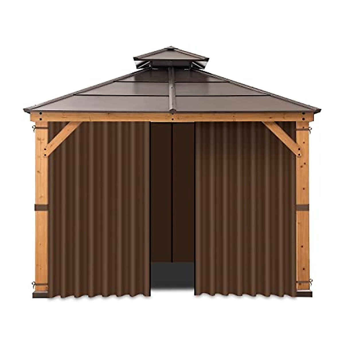 Garden Sunny 10-ft x 10-ft Gazebo Curtains,Privacy Sidewall Set 4-Panel Universal Replacement Shade Curtains Set,Protecting Side Walls (Only Curtain)- Brown