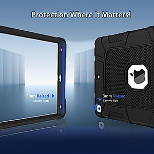 Rantice iPad 9th Generation Case, iPad 8th Generation Case, iPad 7th Generation Case, Hybrid Shockproof Rugged Drop Protective Case with Kickstand for iPad 10.2'' (Black)