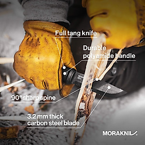 Morakniv Garberg Carbon Steel Full-Tang Fixed-Blade Survival Knife With Poly Sheath, Black, 4.3 Inch