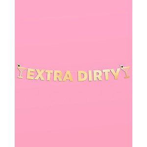 xo, Fetti Extra Dirty Martini Gold Foil Banner - 5 Ft. | Bachelorette Decoration, Birthday Party Sign, Casino Decor, Girl Cocktail Backdrop, Vegas Photo Booth Background