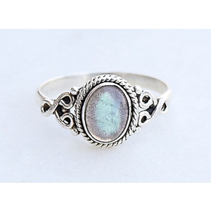 Labradorite Stone Ring 925 Sterling Silver Statement Ring For Women Handmade Rings Gemstone Christmas Promise Ring Size US 9 Gift For Her