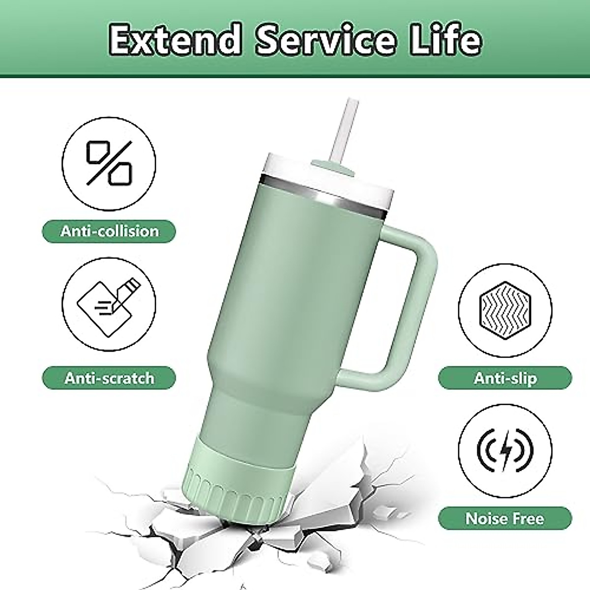 WUQID Creative Cylindrical Textured Silicone Boot for 30oz 40oz Stanley Water Bottles Tumbler Anti-Slip Bottom Sleeve Cover Bumper