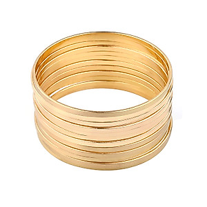 Nicole Miller New York Multi-bangle Set of 12 Plain Matte Glossy Bangle Bracelets (Gold)
