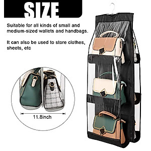 XK.Thrive Handbag Organizer Purse Organizer, 2 Pcs * 6 Pockets, Upgrade Dust Proof Purse Organizer Closet, Wardrobe Closet Organizer, Washable Handbag Organizer for Women Handbags Purse (Gray&Black)