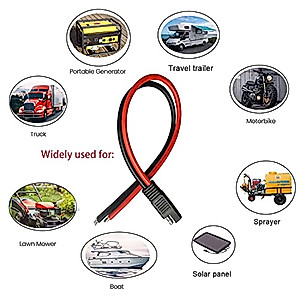 Faoyliye 10AWG SAE Connector Extension Cable,(3Pack) SAE Connector Plug 2 Pin SAE Single Plug Quick Connector Disconnect Plug,SAE Automotive Extension Cable, Solar Panel SAE Plug- 30cm/1ft